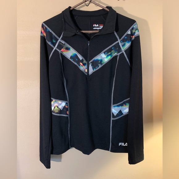 Fila | Tops | Fila Sport Womens Running Jacket Black Mesh 4 Zip Pockets ...